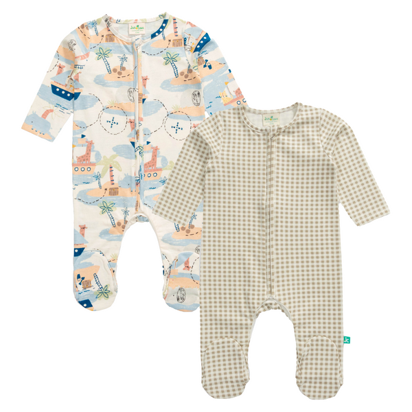 Beige Summer Sleepsuit with Footies for Baby Boys - Pack of 2 – KaiterFly